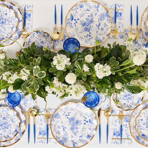 Blue Toile Dinner Plates - EnFete Party Supplies & Decorations